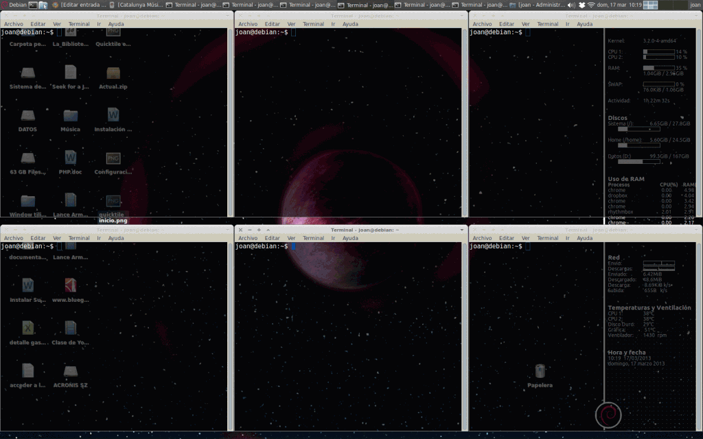 window tiling en xfce 4.8 y habilitar la opción de pegar en escritorio