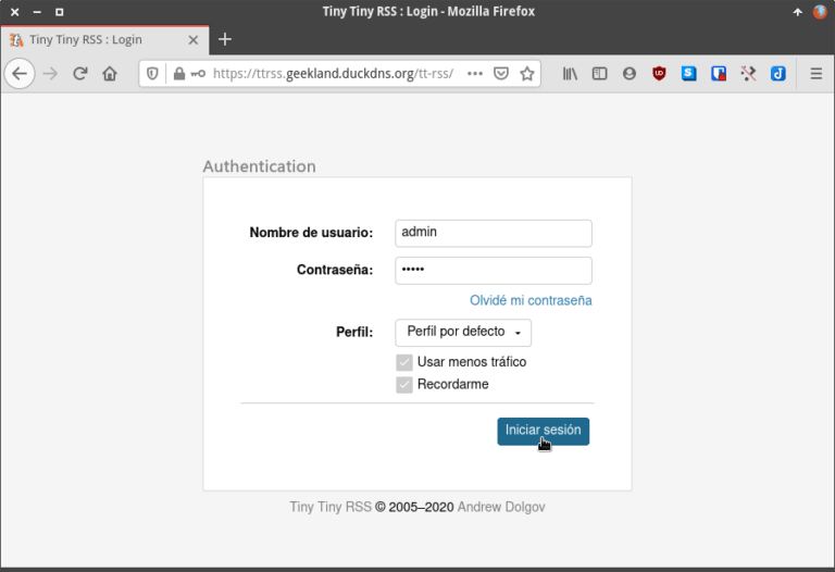 Instalar Tiny Tiny RSS con su Docker oficial y el proxy inverso Traefik